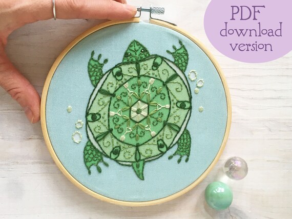 PDF Download Turtle Mandala Hand Embroidery Pattern Beginner - Etsy