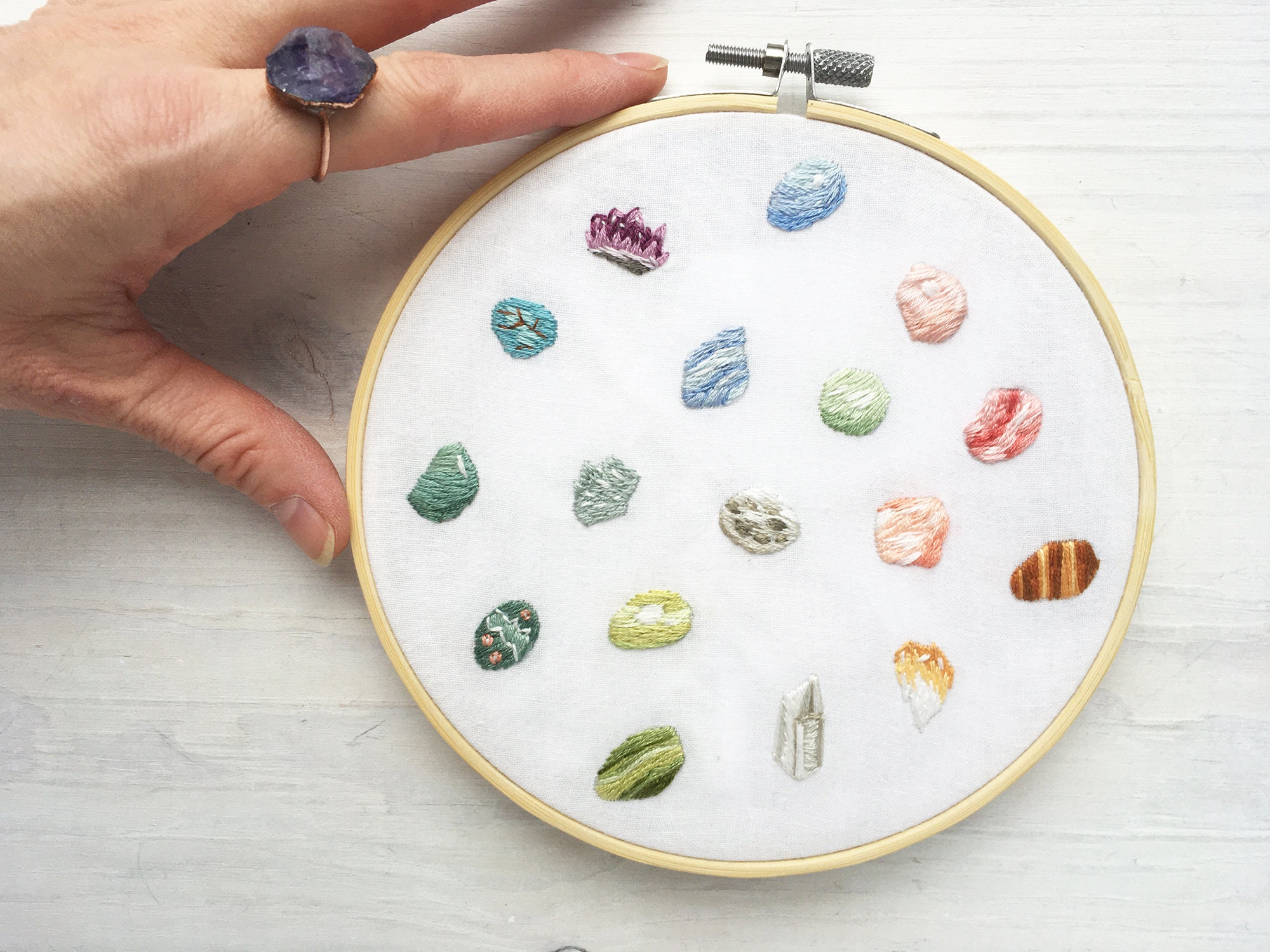 Tiny Crystals and Gemstones Hand Embroidery Pattern PDF | Etsy