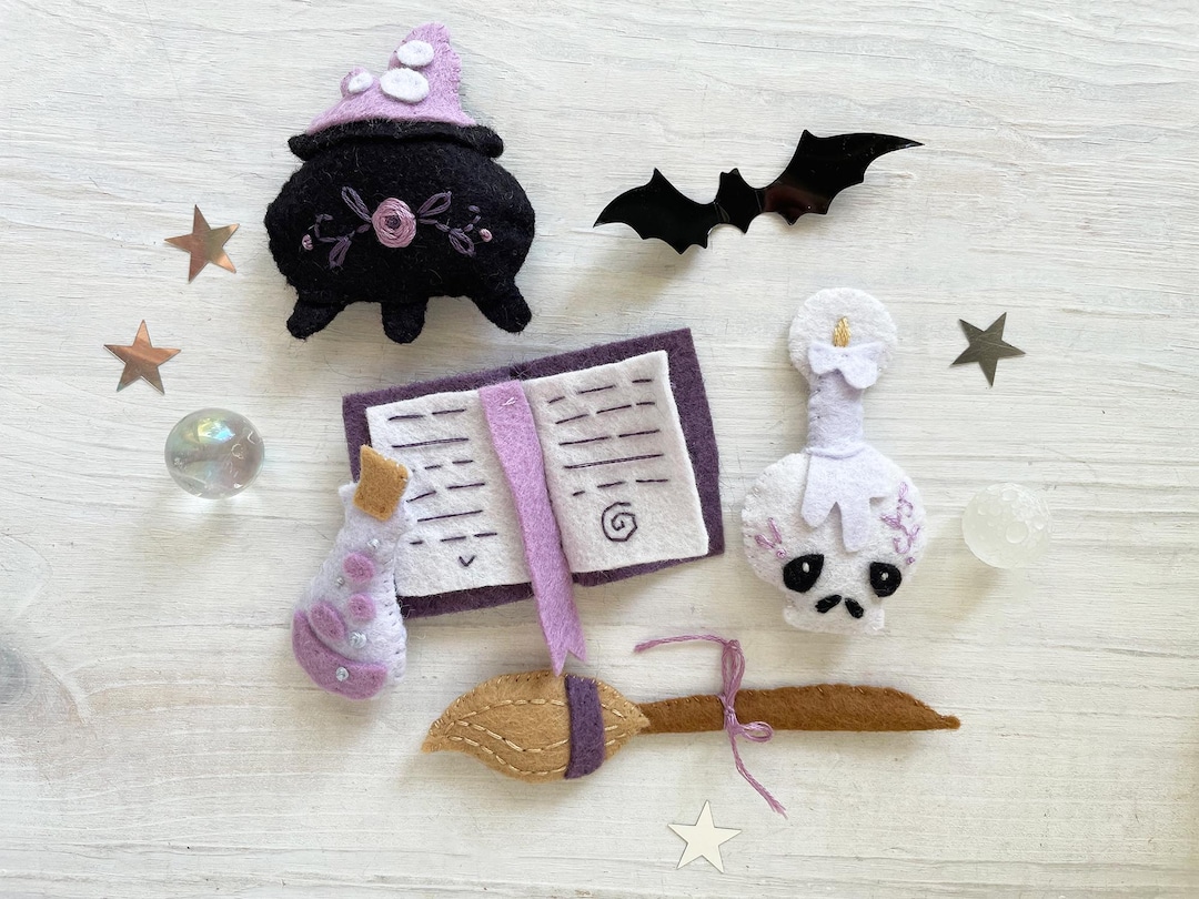 Witchy Essentials Felt Sewing PDF Pattern Download, SVG File, Haunted ...