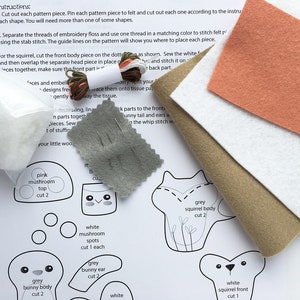 DIY Mini Felt Animals Sewing Kit, Make Your Own Woodland Bunny ...
