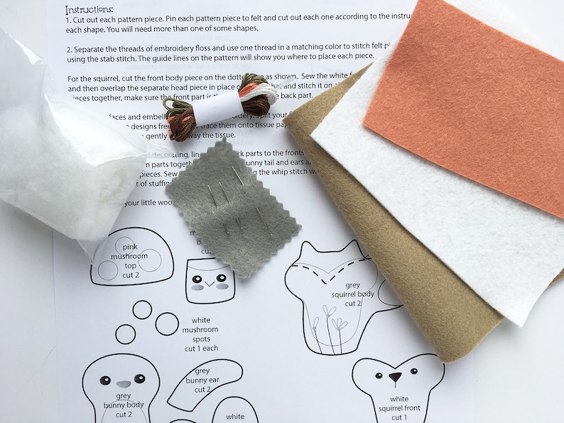 DIY Mini Felt Animals Sewing Kit, Make Your Own Woodland Bunny ...