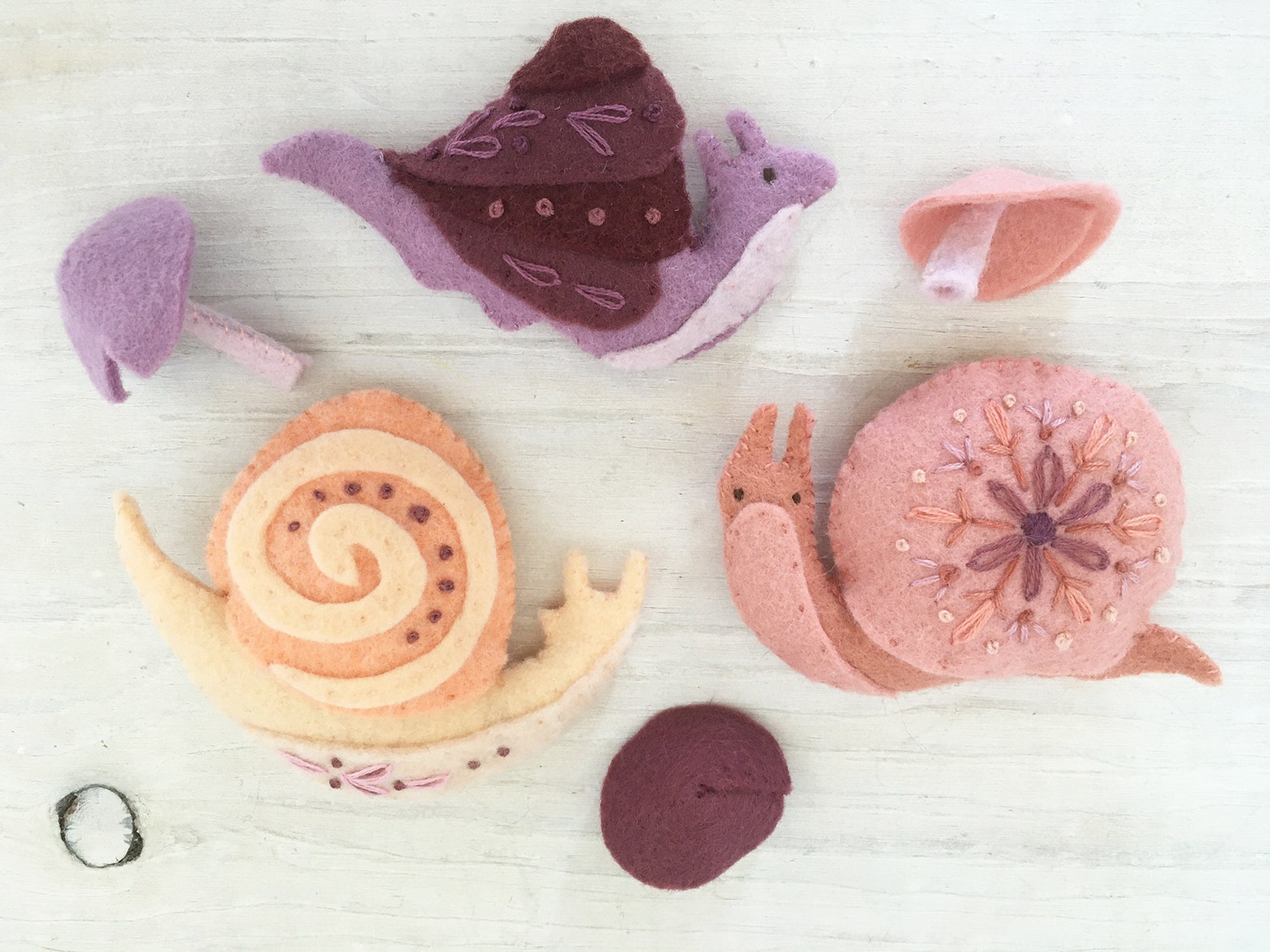 Felt Snails and Mini Mushrooms PDF Pattern Download SVG File - Etsy