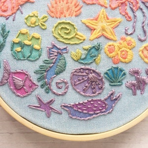 PDF Download Rainbow Sea Creatures Hand Embroidery Pattern, Sea Life ...