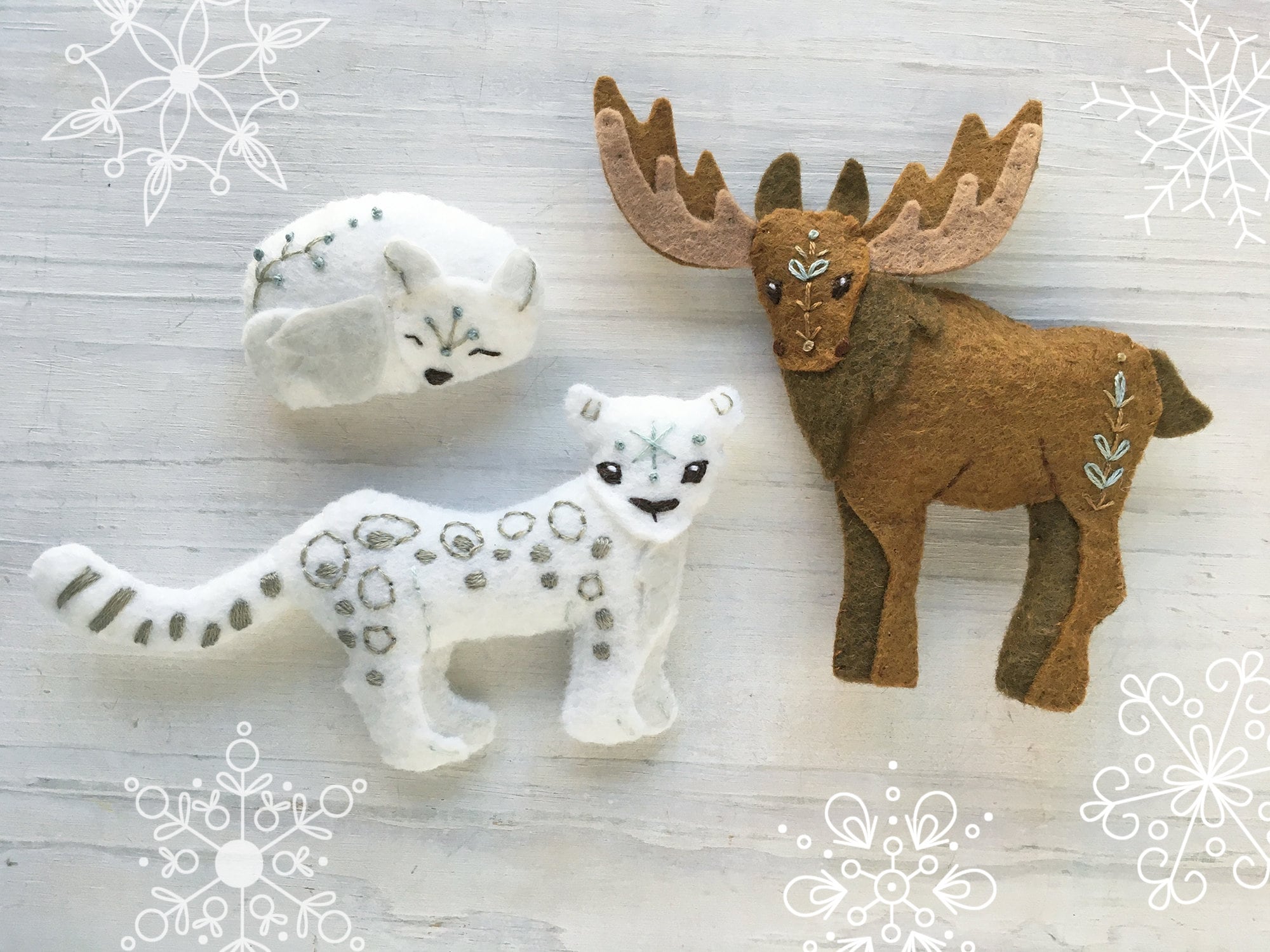 6 Winter Animals Plush Ornament Felt Sewing Pattern Felt - Etsy