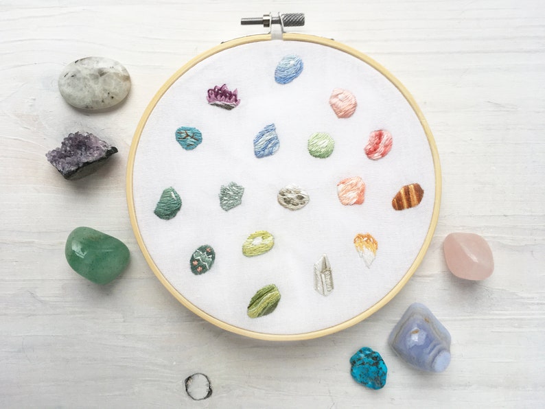 Tiny Crystals and Gemstones Hand Embroidery Pattern PDF - Etsy Canada