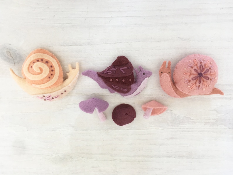 Felt Snails and Mini Mushrooms PDF Pattern Download SVG File - Etsy