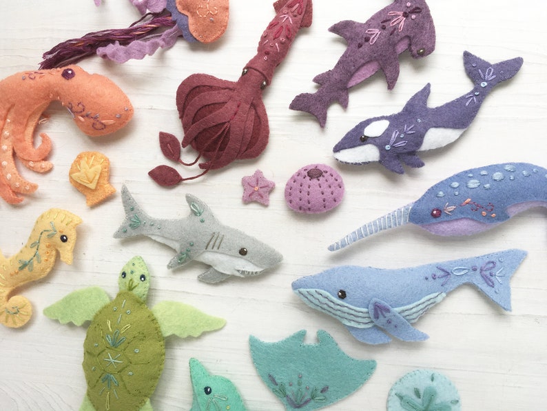 Plush Sewing Pattern for 12 Different Sea Creatures Felt - Etsy
