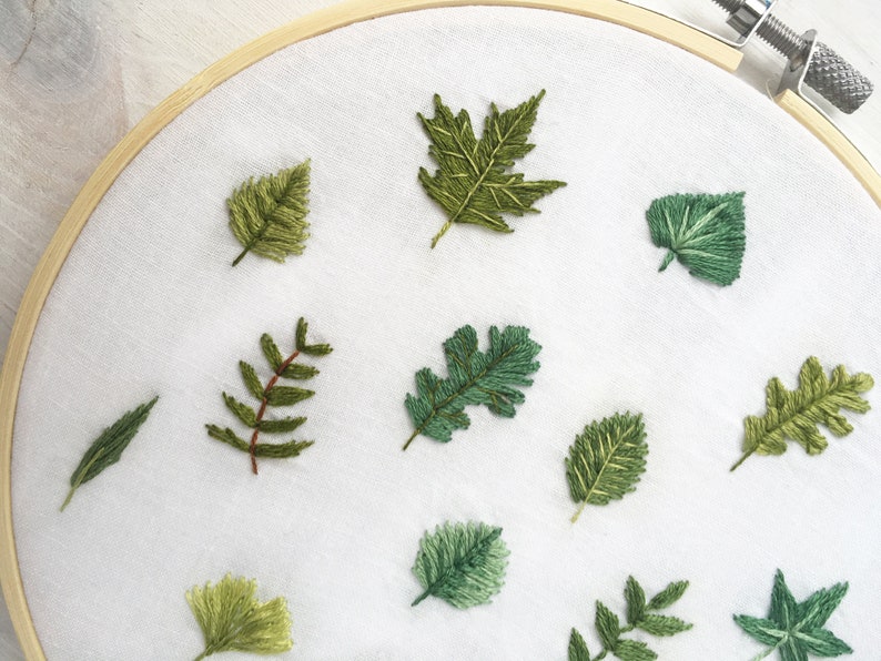 Tiny Leaves Hand Embroidery Pattern PDF Download, Embroidery Hoop Art ...