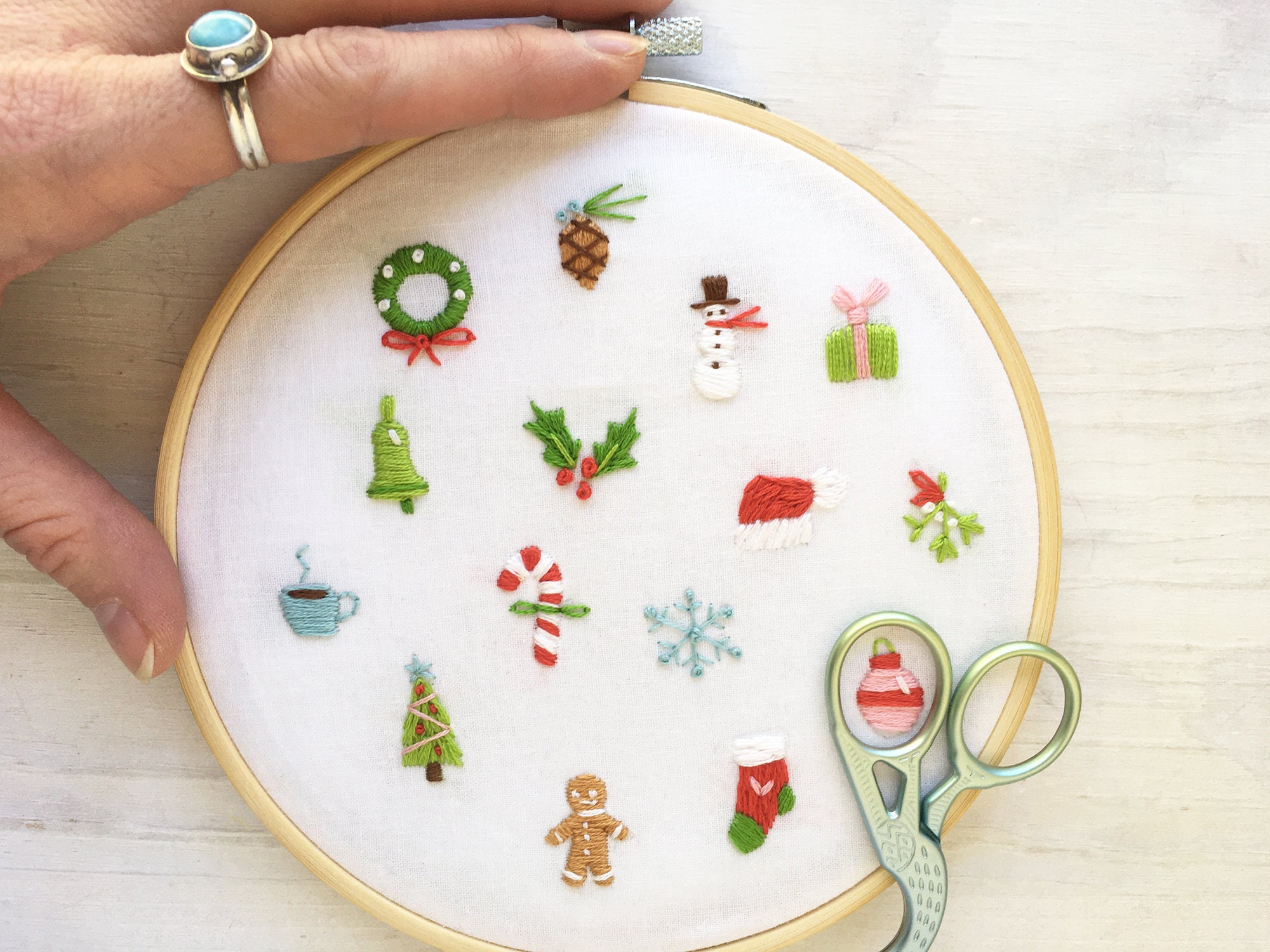 PDF Download Tiny Christmas Motifs Hand Embroidery Pattern Mini Holiday DIY Ornament Embroidery Hoop Art Etsy