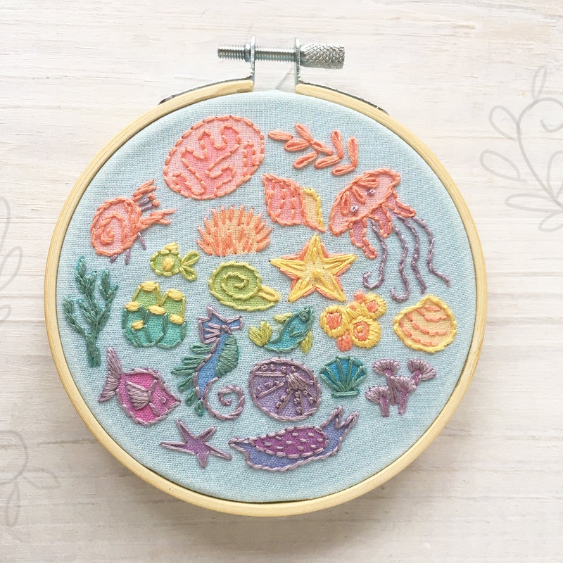 Sea Life Embroidery - Etsy