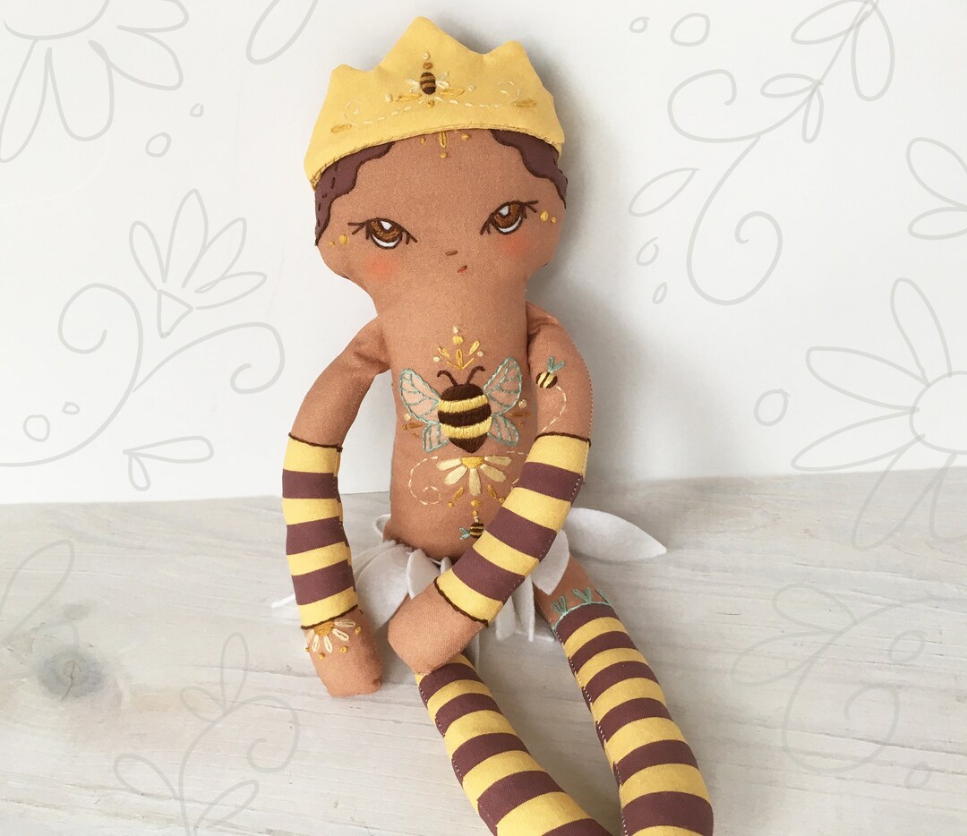 DIY Cut and Sew Sweet Bea Doll With Embroidery, Cloth Doll, Embroidery ...