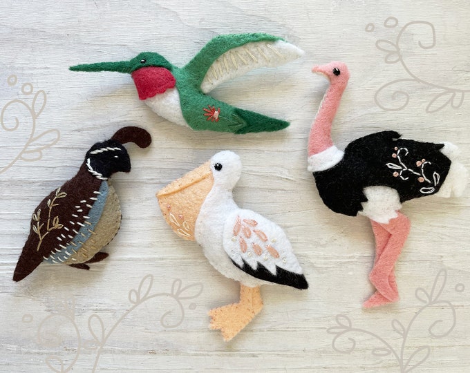 Hummingbird Sewing Pattern PDF - Backyard Bird Stuffed Ornament - Felt ...