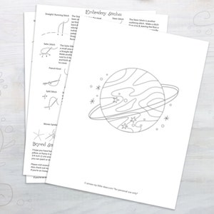 Planet Rainbow Hand Embroidery Pattern PDF, Celestial Needlework Design ...