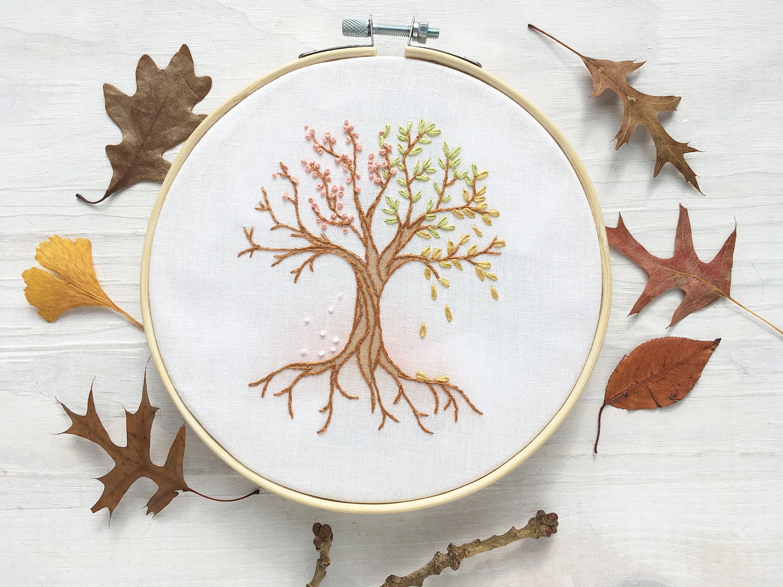 4 Seasons Tree Beginner Hand Embroidery Pattern PDF Download | Etsy
