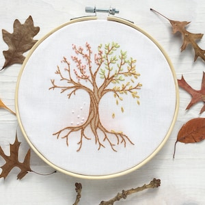 4 Seasons Tree Beginner Hand Embroidery Pattern PDF Download, Modern ...