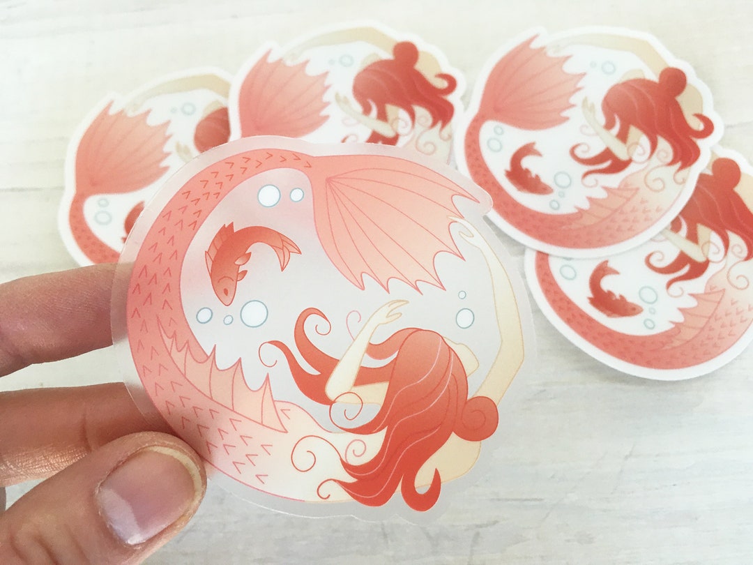 Transparent Mermaid Vinyl Sticker, Under Water Sea Creatures - Etsy