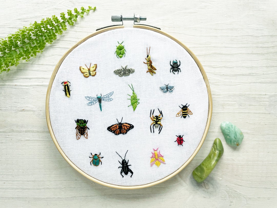 Tiny Bugs Collection Hand Embroidery Pattern PDF Download, Mini Insects ...