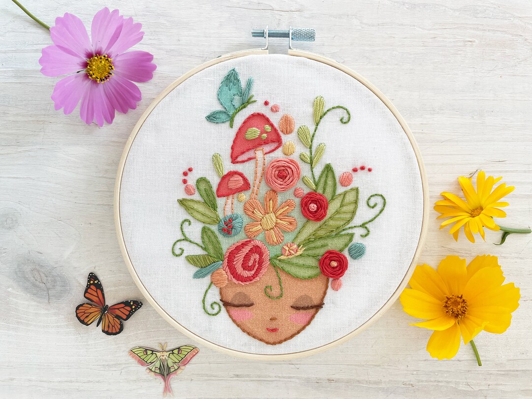 Garden Goddess Hand Embroidery Sampler, Floral Flowers Hoop Art Design ...