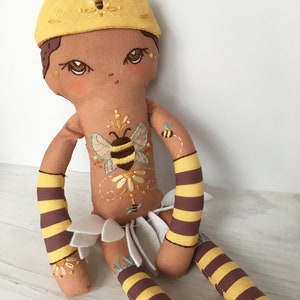 DIY Cut and Sew Sweet Bea Doll With Embroidery, Cloth Doll, Embroidery ...
