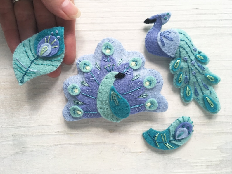 Felt Peacocks and Feathers PDF Pattern Download, SVG File, Mini Plush ...