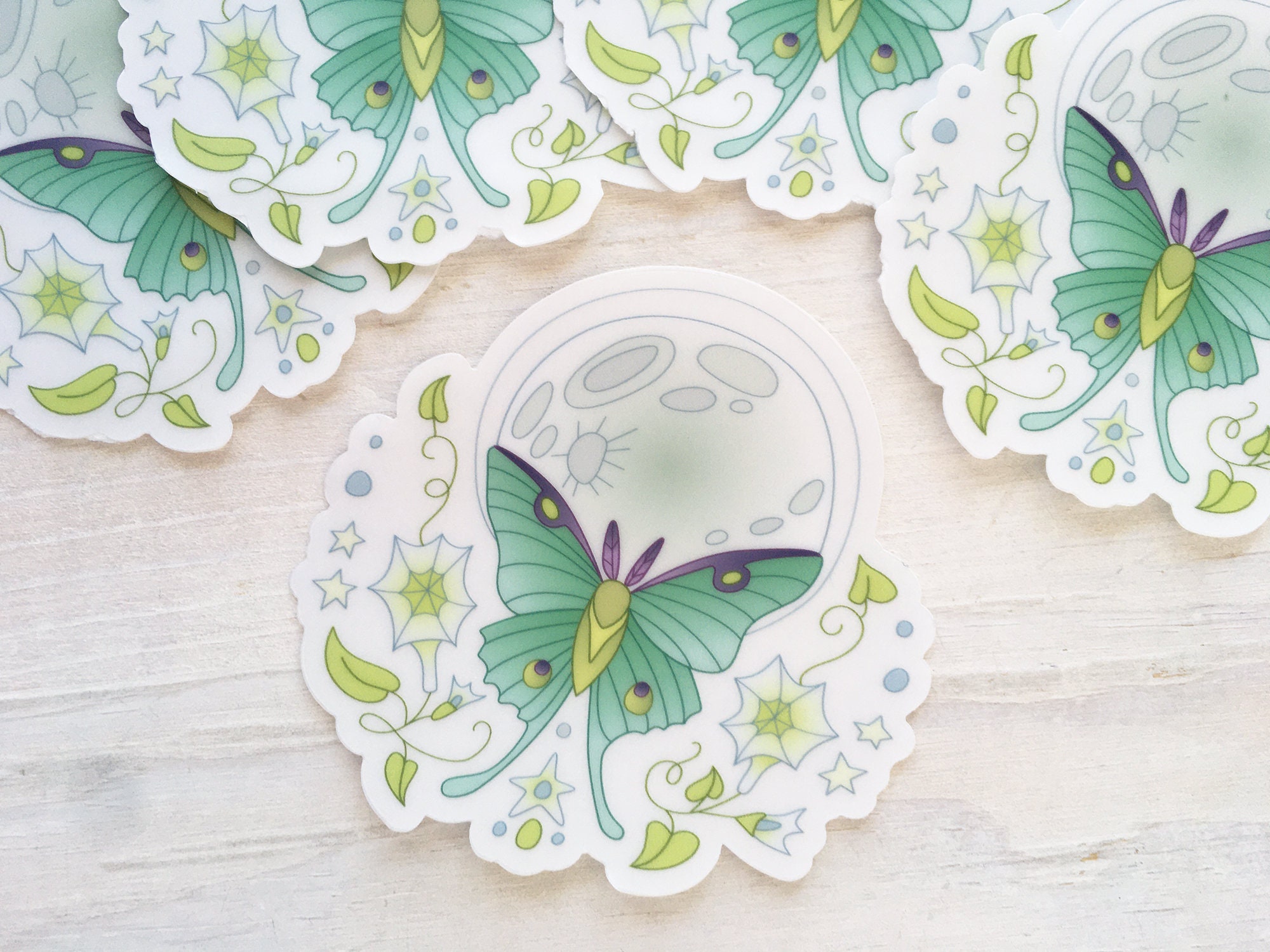 Clear Luna Moth Full Moon Transparent Vinyl Sticker Celestial - Etsy