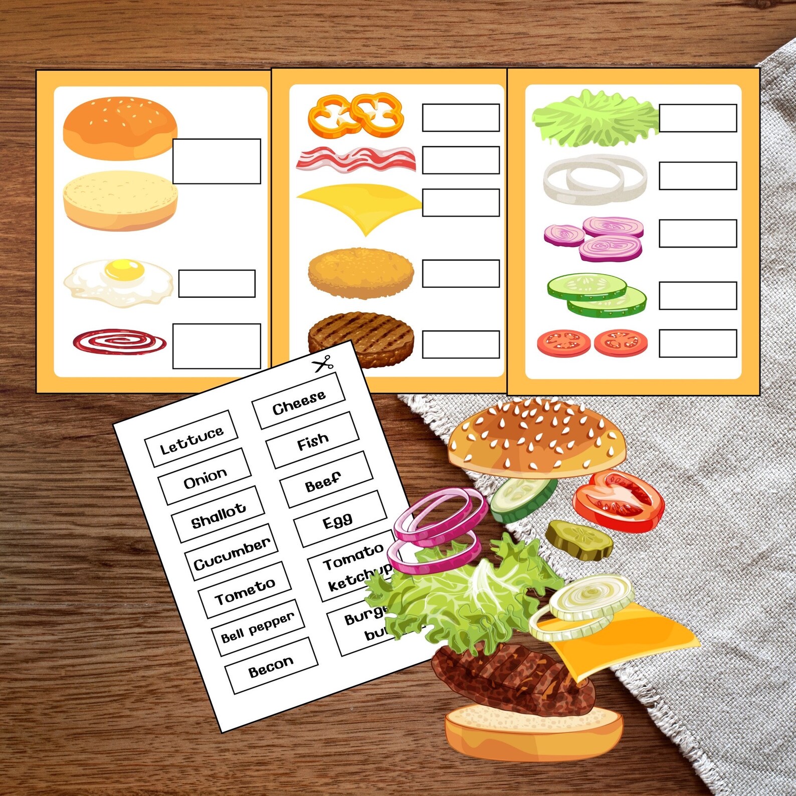 Busy Book Burger Shop, Build A Burger, Homeschool, Build A Burger ...