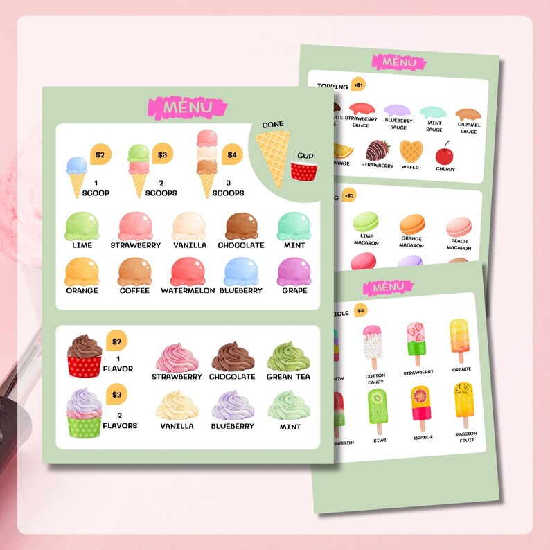 Printable Ice Cream Parlor Dramatic Play, Busy Book, Preschool Sensory ...