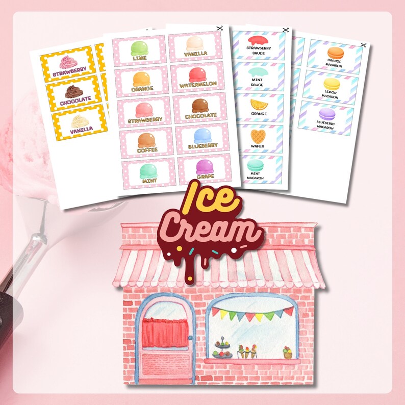 Printable Ice Cream Parlor Dramatic Play, Busy Book, Preschool Sensory ...