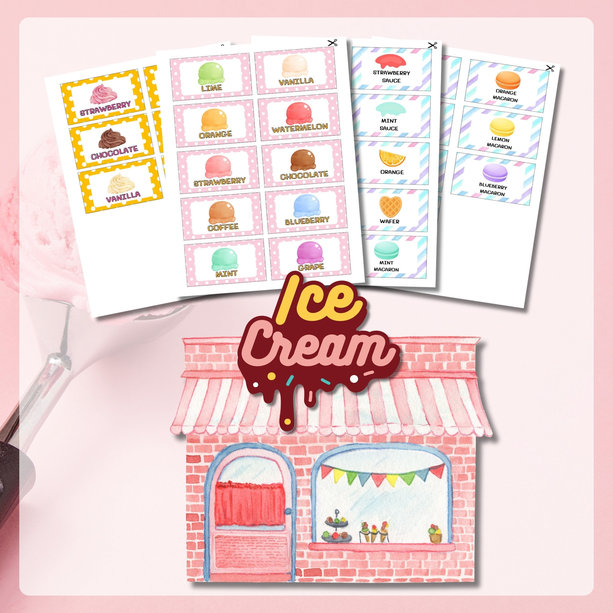 Printable Ice Cream Parlor Dramatic Play, Busy Book, Preschool Sensory ...
