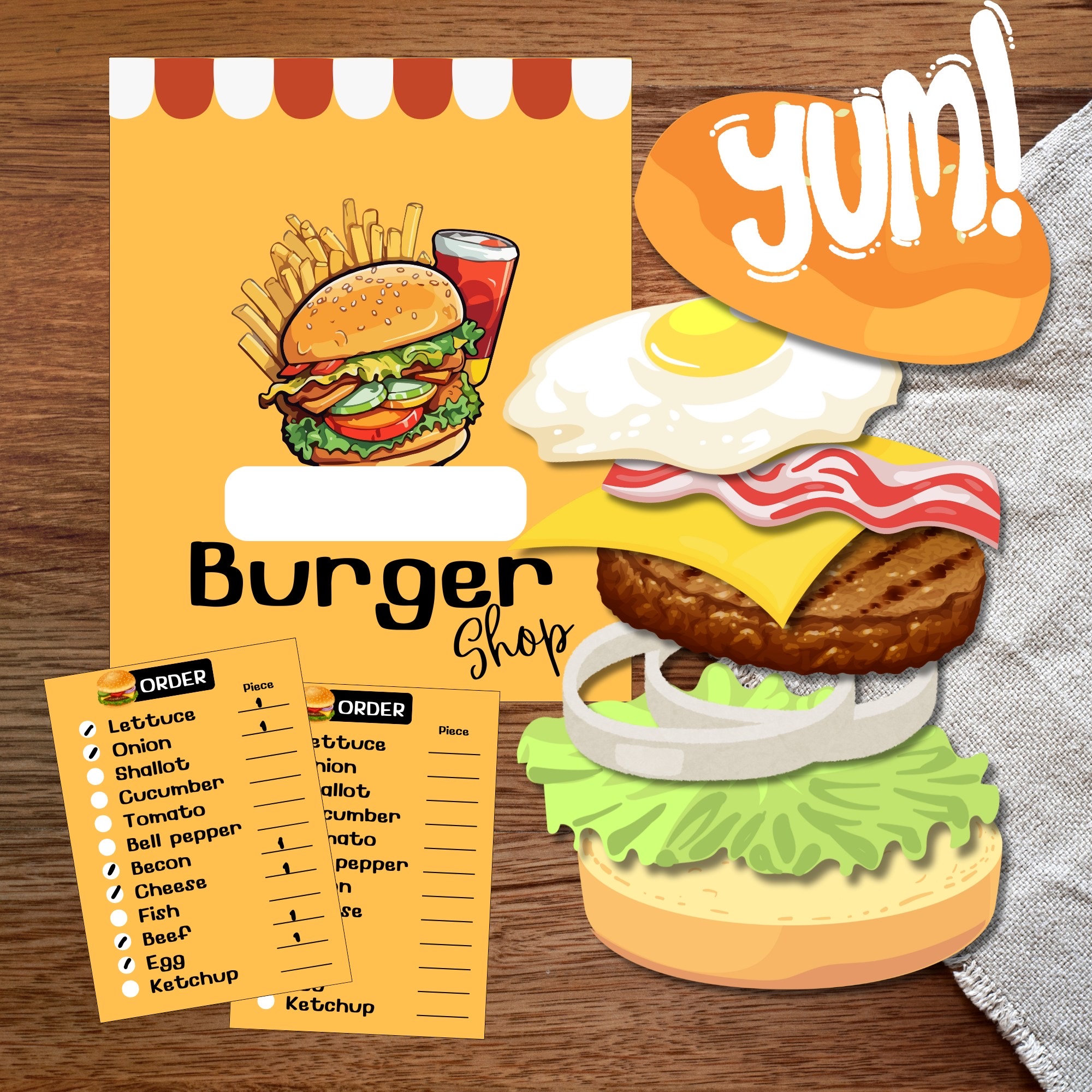 Busy Book Burger Shop, Build A Burger, Homeschool, Build A Burger ...
