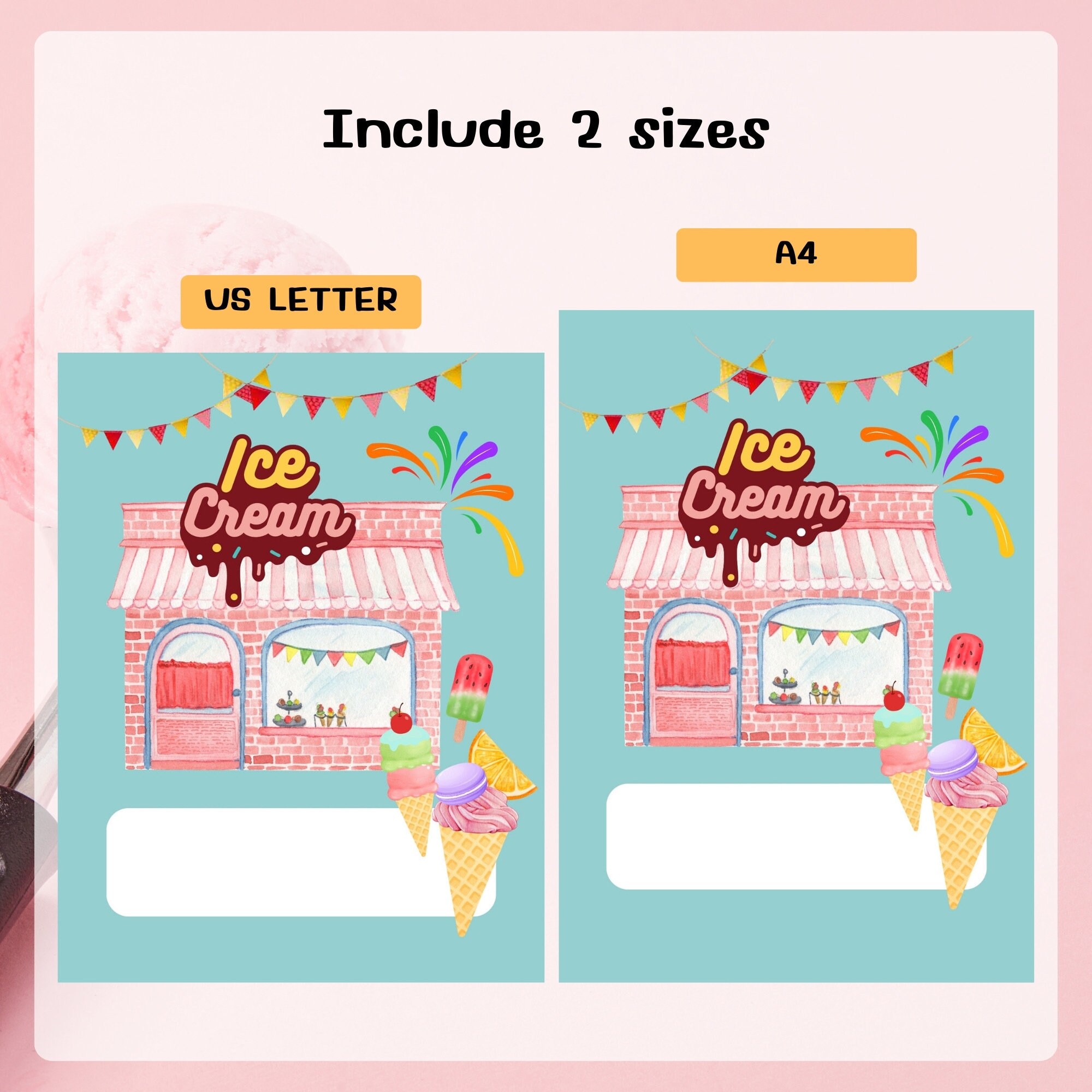 Printable Ice Cream Parlor Dramatic Play, Busy Book, Preschool Sensory ...