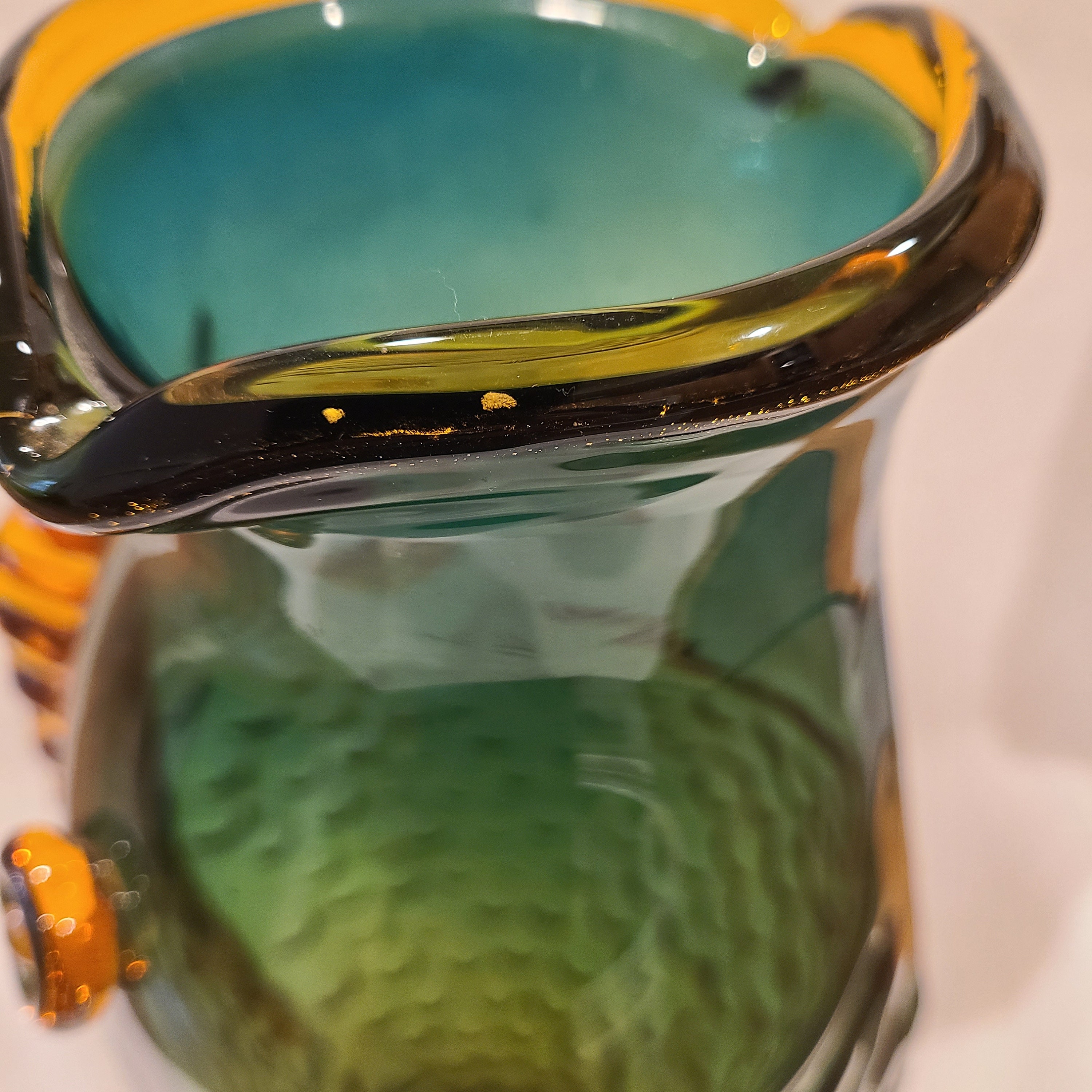 Blenko 9425L Fish Vase Hank Adams Desert Green - Etsy