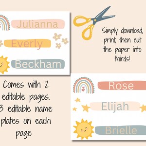 Downloadable Colorful BOHO Name Plate for Students, Student Name Tags ...