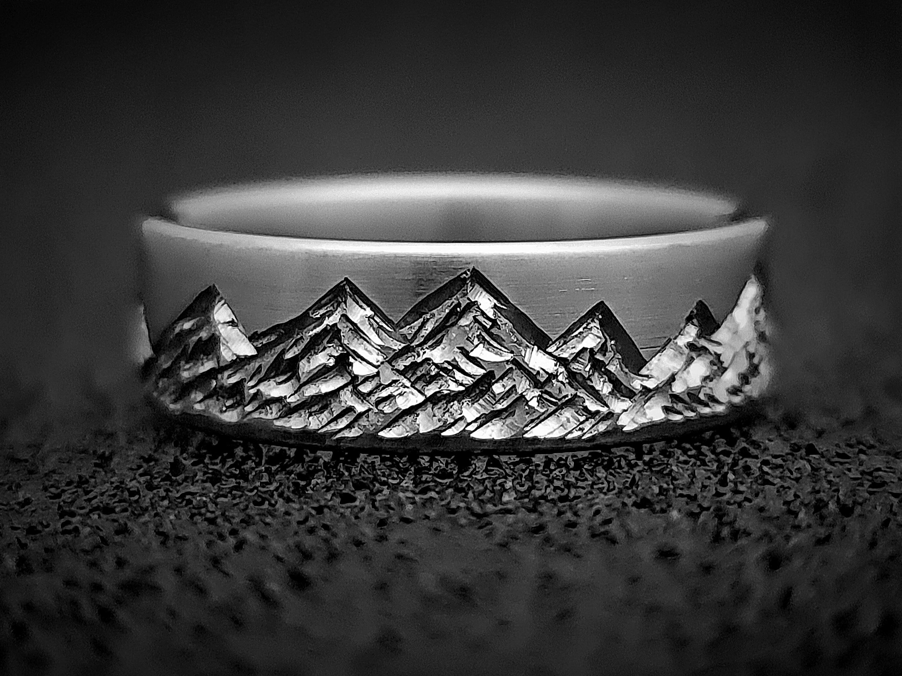 Mountain Range Wedding Ring for Men Mountain Landscape Band Hiking ...