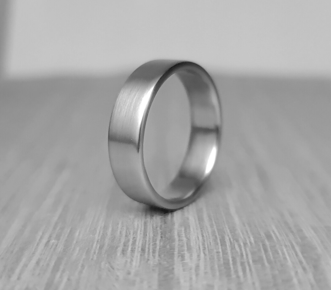 His and Hers Wedding Ring Minimalist Titanium Band Simple Silver Band ...