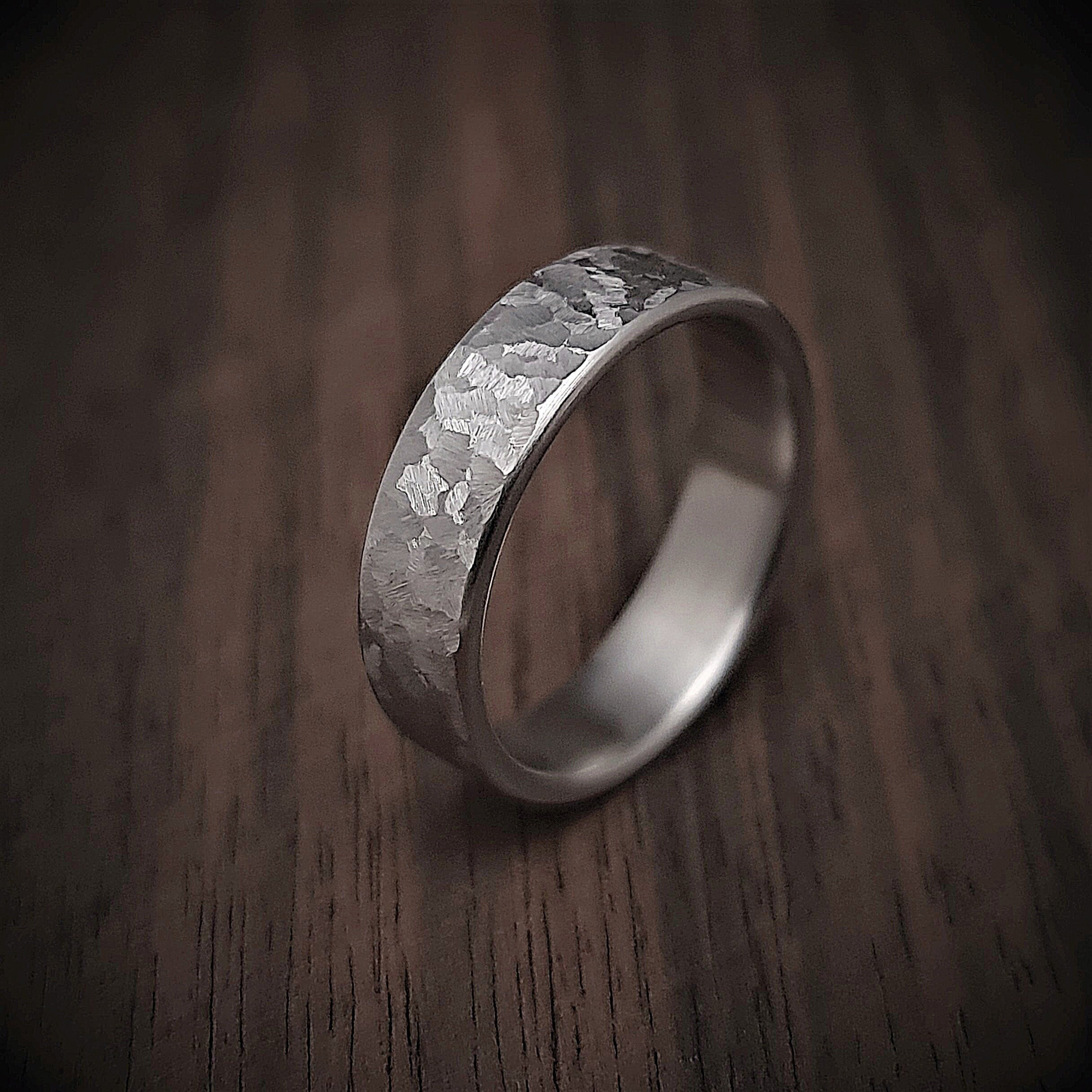 Hammered Mens Wedding Band Titanium Womens Wedding Ring Hammered Finish ...