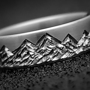 Mountain Range Wedding Ring for Men Mountain Landscape Band Hiking ...