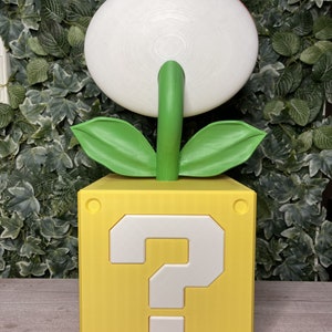 Super Mario Question Block W/ Fire Flower - Etsy