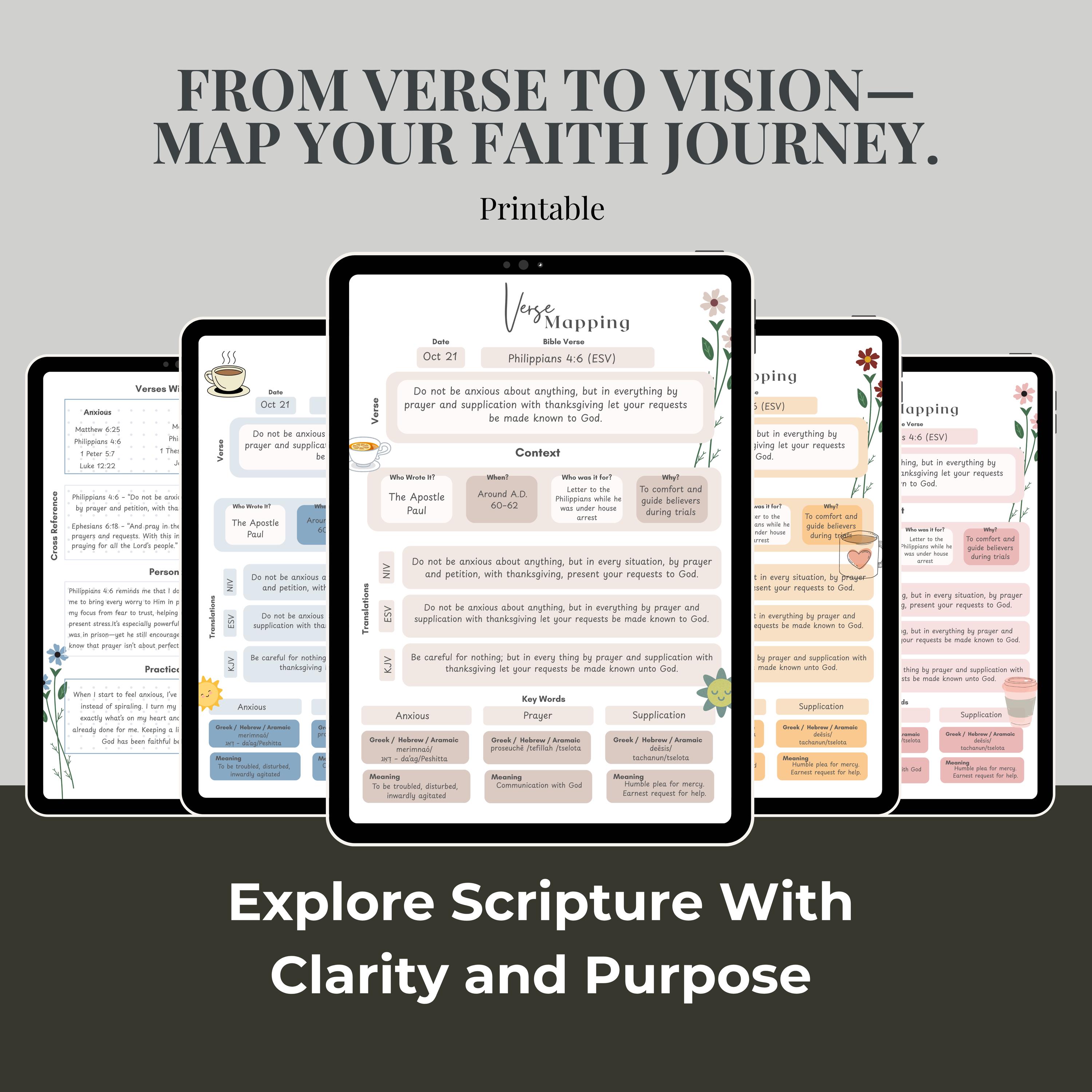 Bible Verse Mapping Template: Scripture Study Journal (printable PDF ...