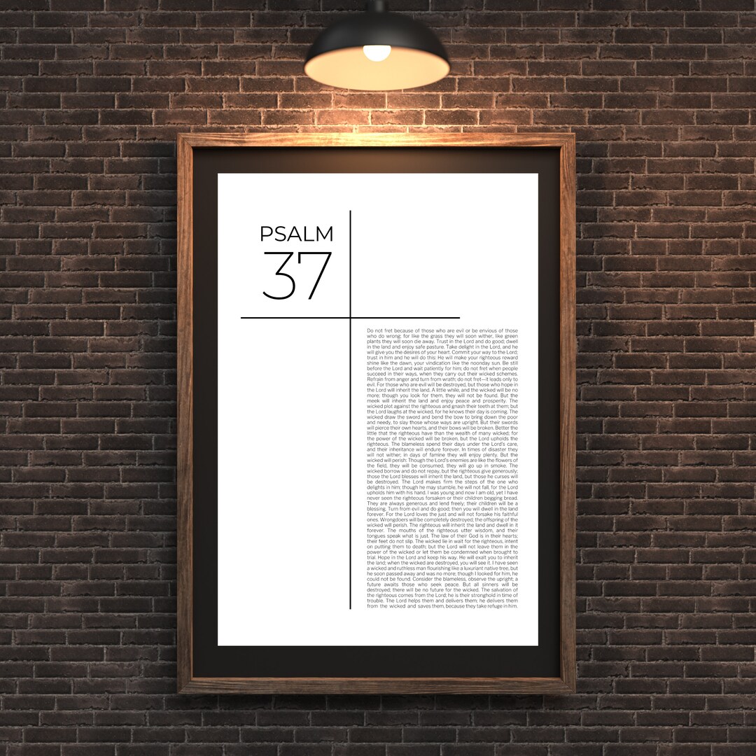 Psalm 37 Wall Art Christian Poster Minimalist Wall Art Bible Poster ...