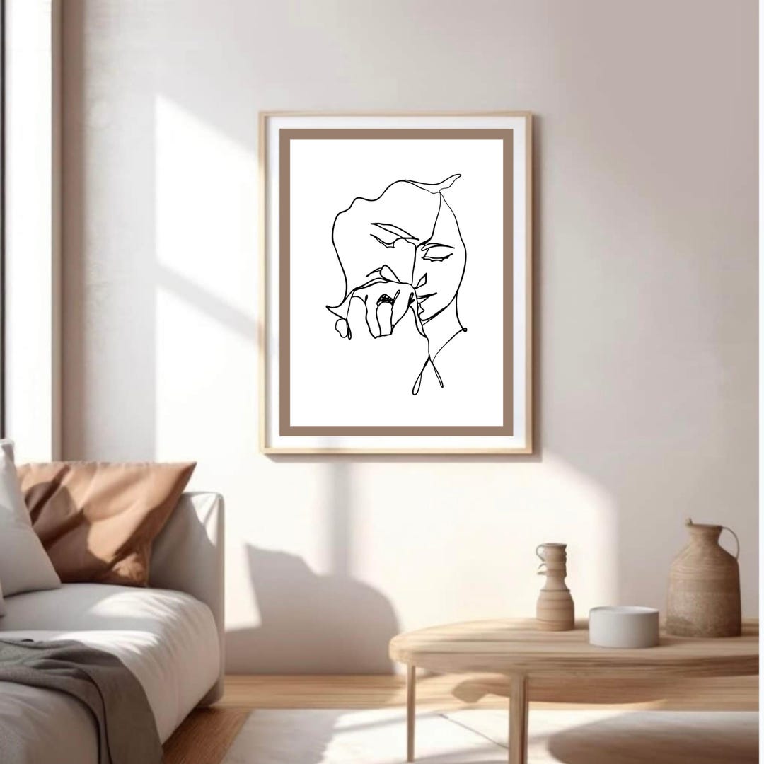Line Drawing Couple Love Art Minimalist Line Art Couple Digital Print ...