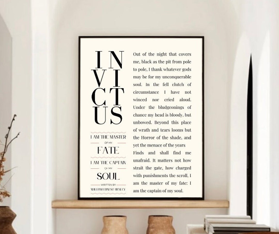 Invictus Poem Print: Minimalist Home Office Wall Art (digital Download ...