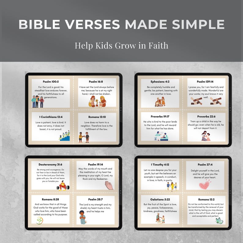 Kids Bible Verse Flash Cards: Homeschool Scripture Notes (digital ...