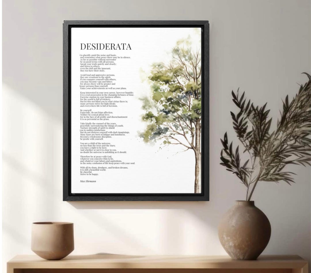 Desiderata Framed Canvas Home Office Decor Wall Living Room Art ...