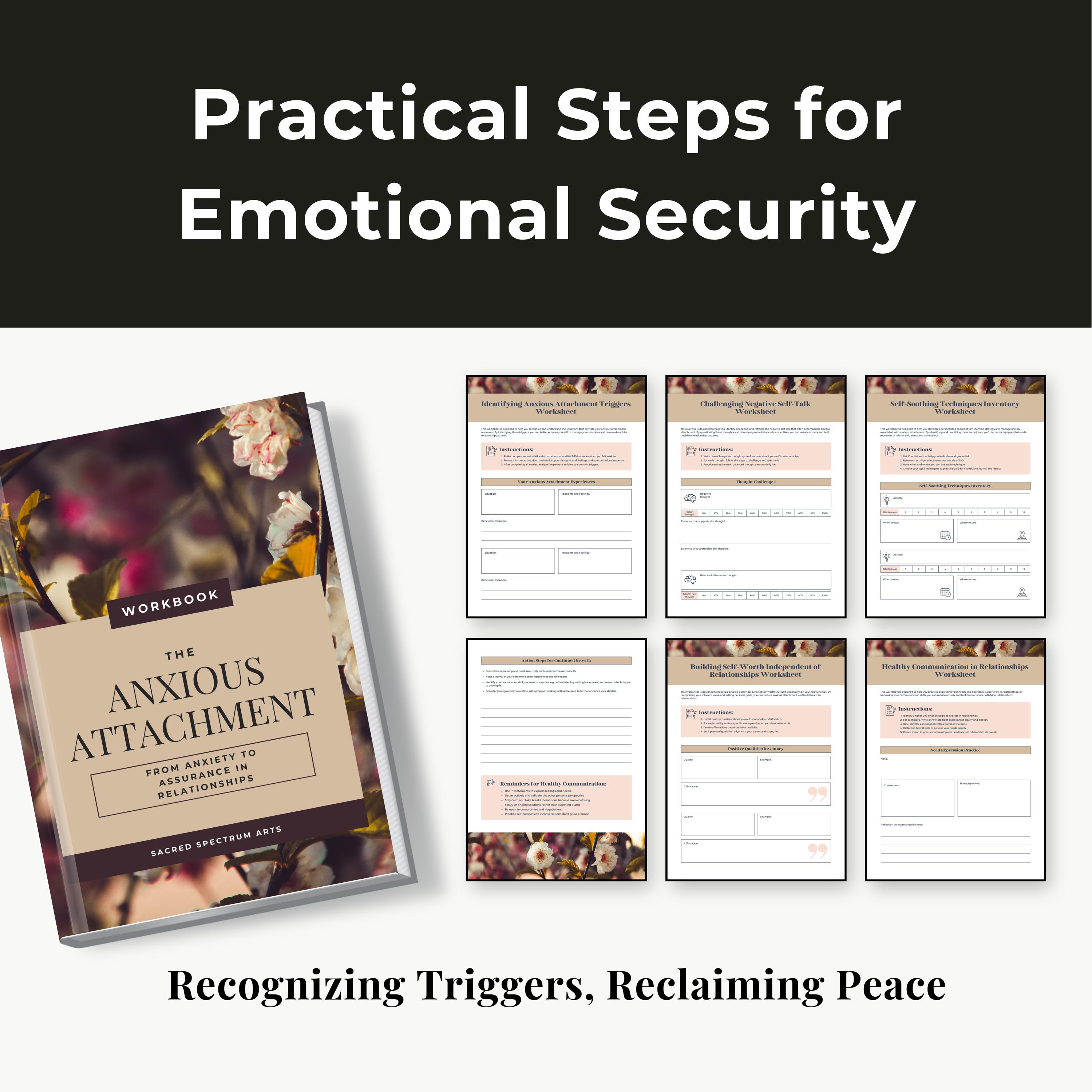 Anxious Attachment Workbook Printable Emotional Healing Worksheets ...