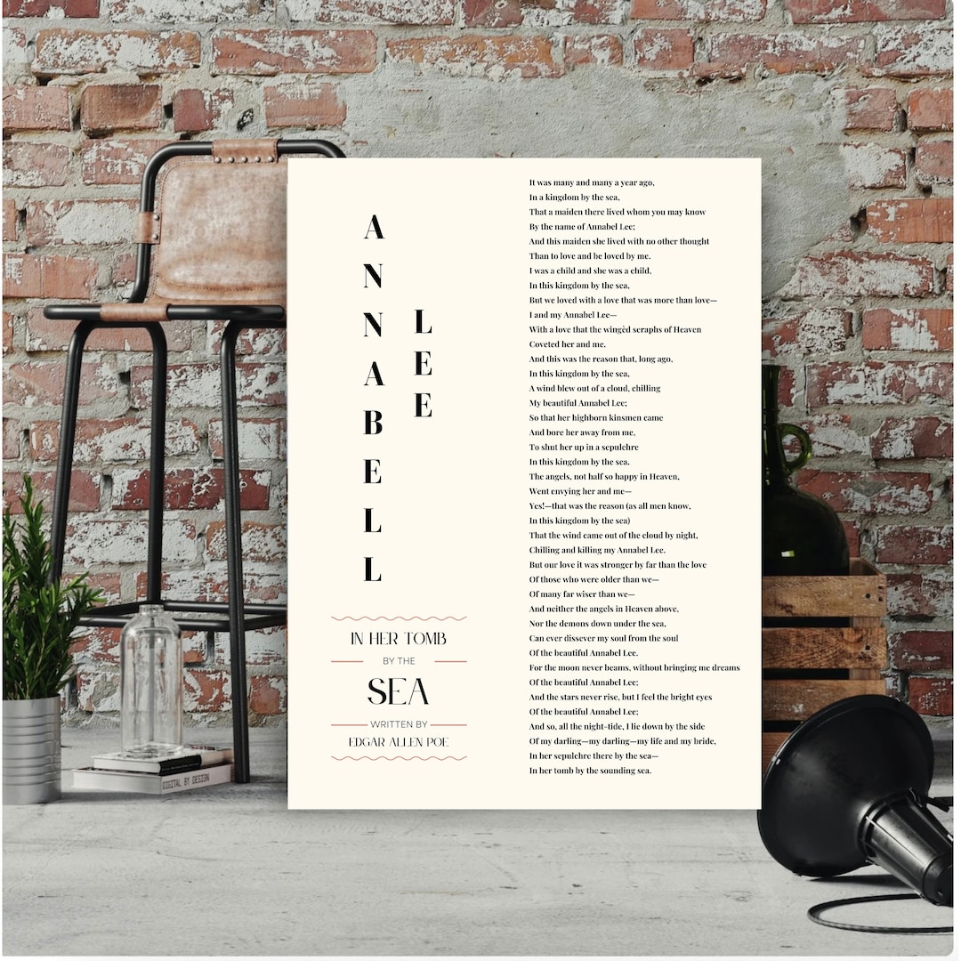 Annabelle Lee Wall Art Edgar Allan Poe Printable Wall Decor Home Office ...