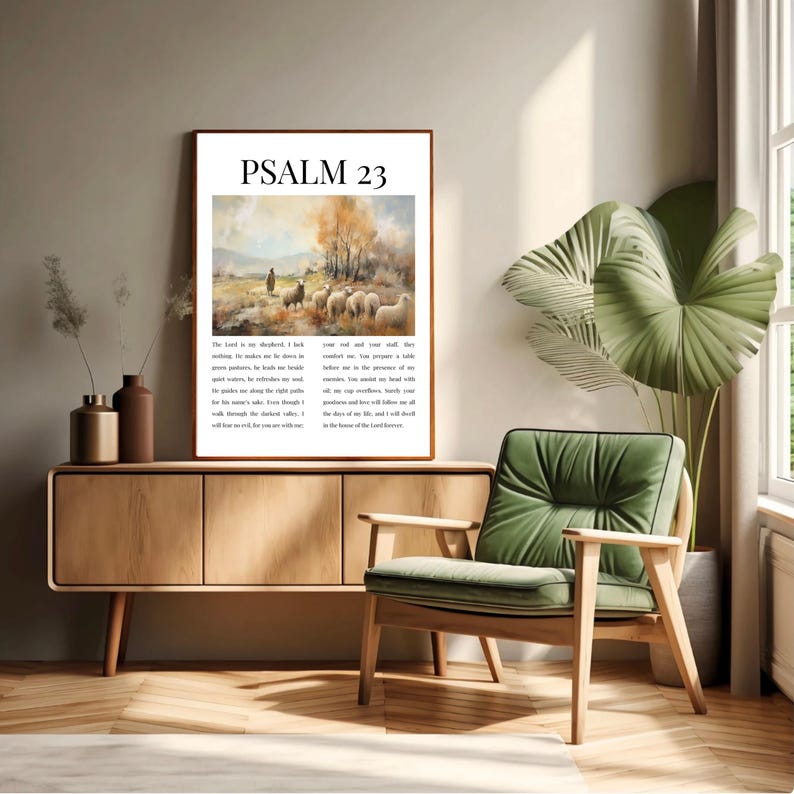 Psalm 23 Scripture Wall Art Digital Bible Decor Boho Wall Art Christian ...