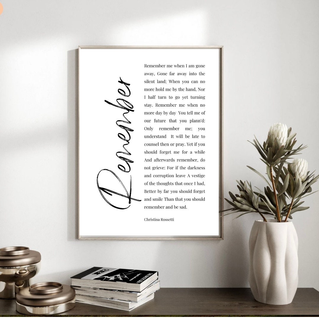 Remember Me Poem Print: Christina Rossetti Bereavement Gift (digital ...