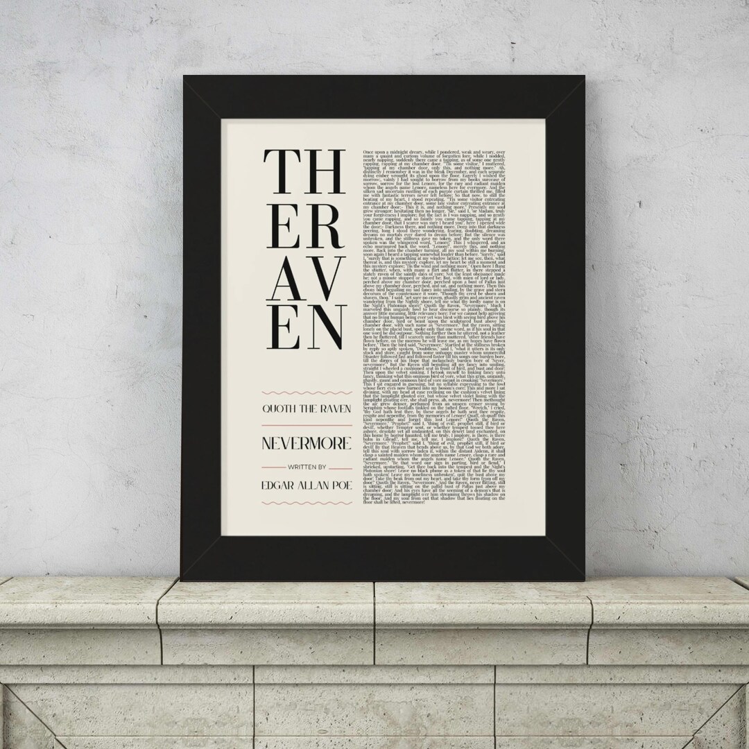 The Raven Edgar Allan Poe Framed Art Literary Art Gothic Home Decor ...