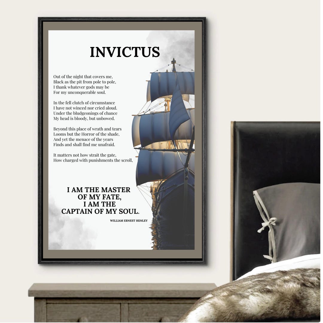 Invictus Poem Fine Art Literary Digital Print Captain Ship Art William ...